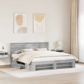 Rám postele s čelo Šedá Sonoma 180 x 200 cm Kompozitní dřevo 3408737