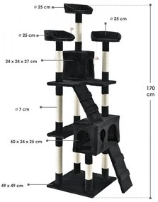 Goleto Škrabadlo pro kočky 170x62x75 cm | černé