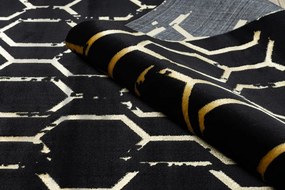Dywany Łuszczów, Kusový koberec Gloss 407C 86 black/gold, 160x220, černá, chodba / předsíň