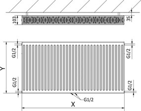 Mexen CC22 deskový radiátor 600 x 900 mm, spodní střední připojení, 1487 W, bílý - W6C22-060-090-00
