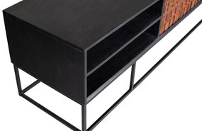 Hoorns Hnědý masivní sheeshamový TV stolek Alecia  175 x 43 cm