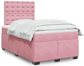 Box spring postel s matrací růžová 120 x 200 cm samet 3293199