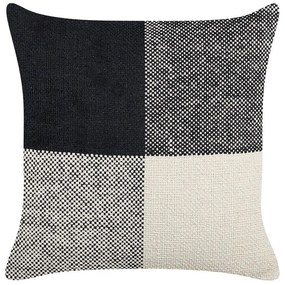 Bavlněný polštář patchwork 45 x 45 cm černý/ béžový LAELIA Beliani