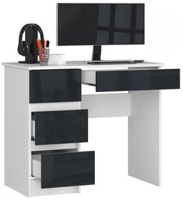 Počítačový stůl A7 levá bílá/grafit lesk