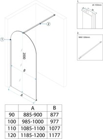 Rea Heaven, sprchová zástěna Walk-in 100 cm, měděná matná, REA-K6687