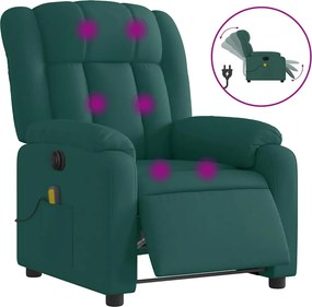 Elektrické masážní polohovací křeslo tmavě zelené textil 3205310