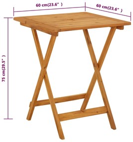 vidaXL Marketos Skládací zahradní stolek 60 x 60 x 75 cm masivní akáciové dřevo