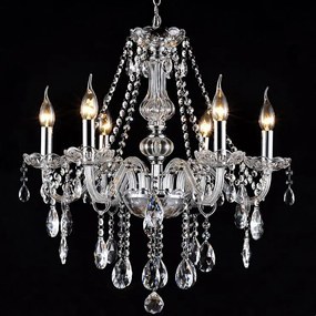 Toolight - Křišťálový závěsný lustr 6xE14 60W 392183, stříbrná, OSW-04007