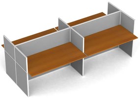 Kancelářský stůl PRIMO s paravanem, 4 místa, nástěnka, šedá/třešeň