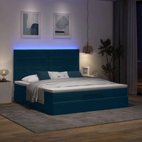 Osmanský rám postele s matracíes tmavě modrá 160x200cm samet 3314334