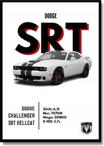 Plakát Dodge Challenger Srt Dárek pro tatínka automobilový automobil v rámu