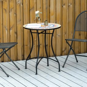 Zahradní stůl Outsunny Ø60 cm, Odolný kovový stůl na patio, Venkovní jídelní stůl, Stůl na kempování, Kulatý stůl na patio pro zahradu, terasu, balko…