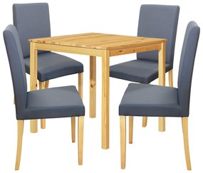 Jídelní stůl 8842 lak + 4 židle PRIMA 3038 šedá/světlé nohy