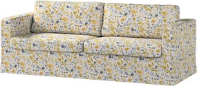 Potah na pohovku IKEA  Karlstad 3-místná, nerozkládací, dlouhý barva žlutá látka pletený vzor, vzorované