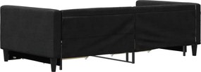 Válenda s přistýlkou a zásuvkami černá 100 x 200 cm textil 3196621