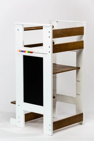 Lucas Wood Style učící věž Žofka - bílá/kaštan Učící věž s tabulí a kuličkami: bílá/kaštan