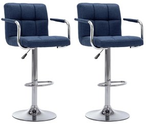 Barové židle 2 ks modré textil 283423