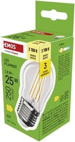 EMOS LED žárovka Mini Globe Filament E27 1,8W-25W WW / LED žárovka / t