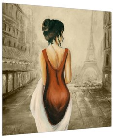 Obraz ženy a Eiffelovy věže (50x50 cm)