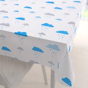 Biante Dětský bavlněný obdélníkový ubrus Sandra SA-325 Modro-šedé deštivé mráčky 100x160 cm