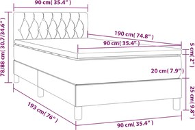 Box spring postel s matrací tmavě šedá 90x190 cm samet 3141456