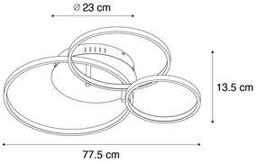 Chytré stropní svítidlo černé 3-světlo s dálkovým ovládáním - Rondas
