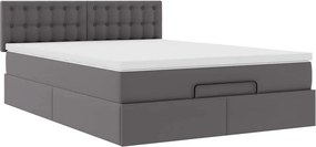 Osmanský rám postele s matrací šedá 140x190cm umělá kůže 3311306