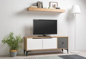 Casarredo - Komfort nábytek Televizní stolek DRILL dub zlatý/šedá/bílá
