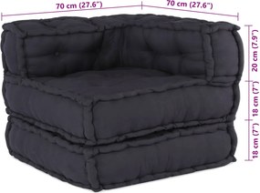 Modulová pohovka 2 ks Textil Antracitová 140 x 70 x 56 cm 3315066