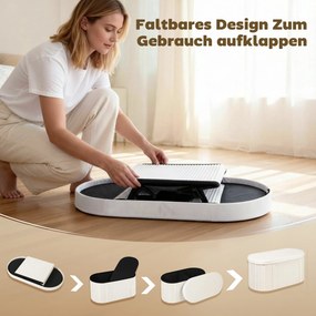 Skládací úložná lavice HOMCOM 76 × 38 × 35 cm – polstrovaný sedák se sametovým vzhledem, úložný taburet do obýváku, předsíně i ložnice, krémová