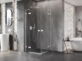 Mexen Lunar Duo, výklopný sprchový kout 75 x 75 cm, 8mm čiré sklo, bílý profil, 834-075L-075P-20-00