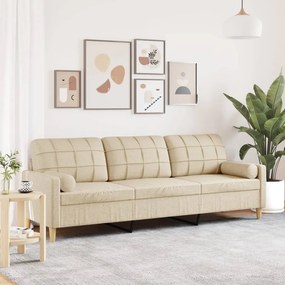 3místná pohovka s polštáři krémová 210 cm textil 3278203