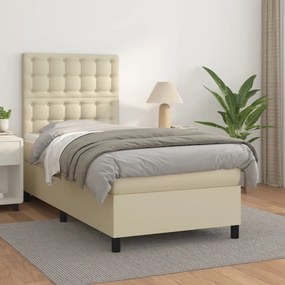 Box spring postel s matrací krémová 80 x 200 cm umělá kůže 3142811