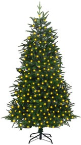 vidaXL Umělý vánoční stromek s LED osvětlením zelený 210 cm PVC a PE