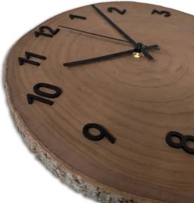 Dřevěné hodiny z přírodního plátu s kůrou | SENTOP KOR003