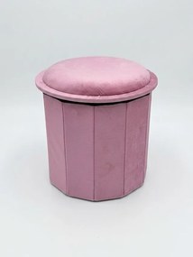 Sinsay - Sametový puf-stolek s úložným prostorem - pastelová růžová