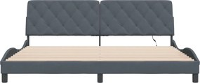 Rám postele s LED bez matrace tmavě šedý 200 x 200 cm samet 3213874