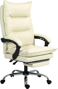 Vinsetto ergonomické kancelářské křeslo, náklon 155° s vysouvací opěrkou nohou, snadno čistitelná PU koženka, polstrované opěrky, otáčecí a výškově na