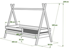 Dětská postel teepee (týpý) - přírodní