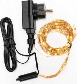 LED světelný řetěz, kapičky, 12 pramenů × 1,5 m venkovní, teple bílá, 180 diod, měděný kabel, IP44, vč. zdroje
