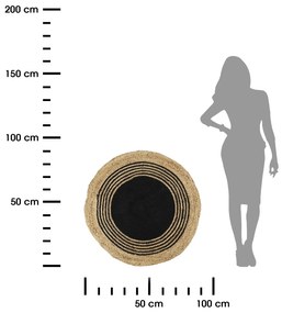 Koberec Naturo Circle, (fi) 90 cm, béžová/černá