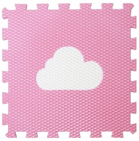 Vylen Pěnové podlahové puzzle Minideckfloor s mráčkem Růžový s bílým mráčkem 340 x 340 mm