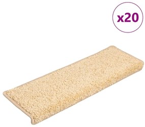 Schodové rohože 20 ks 65 x 21 x 4 cm krémové s obdélníkovým okrajem 3365855