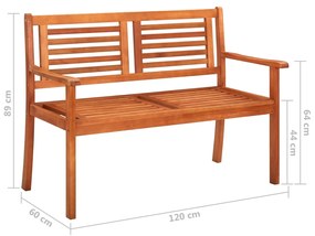2místná zahradní lavice s poduškou 120 cm masivní eukalyptus,  3060973