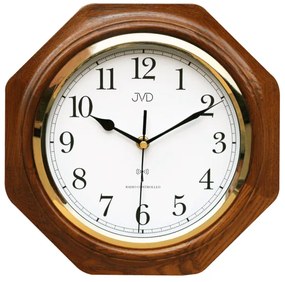 Dřevěné rádiem řízené nástěnné hodiny JVD NR7172.1 ve francouzském vzhledu