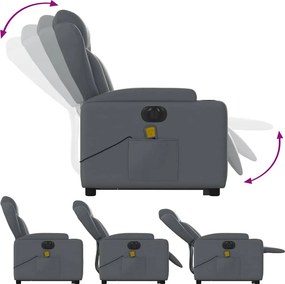 Elektrické zvedací masážní polohovací křeslo šedé umělá kůže 3204568