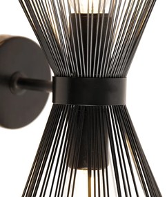 Art Deco nástěnná lampa černá 2-světlo - Broom