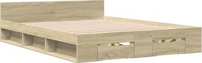 Rám postele se zásuvkami dub sonoma 150x200 cm kompozitní dřevo 3280743