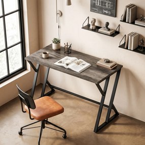 HOMCOM počítačový stůl 120 × 60 cm – industriální Z-rám, patinovaná šedá