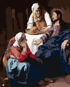 zuty malování podle čísel - kristus u marie a marty (j. vermeer), 40x50 cm, vypnuté plátno na rám